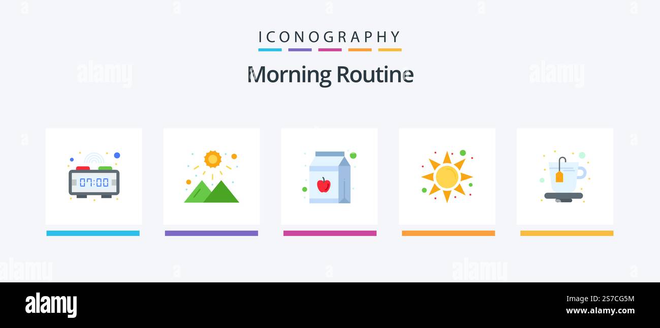 Morning Routine Flat 5 Icon Pack Including . drink. juice. cup. rise ...