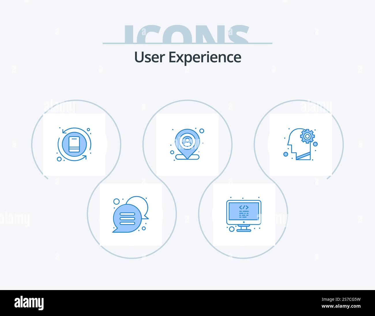 User Experience Blue Icon Pack 5 Icon Design. gear. map. action. user ...