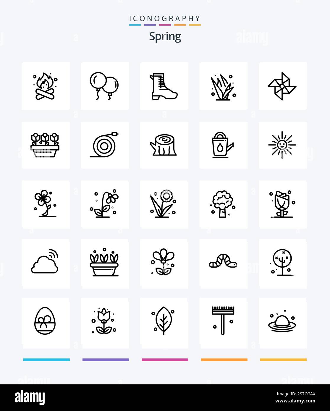 Creative Spring 25 OutLine icon pack Such As wind. spring. activity ...