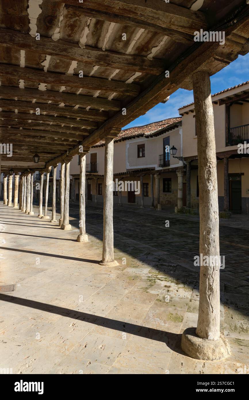 Streets with a traditional Castilian architecture with its houses with ...