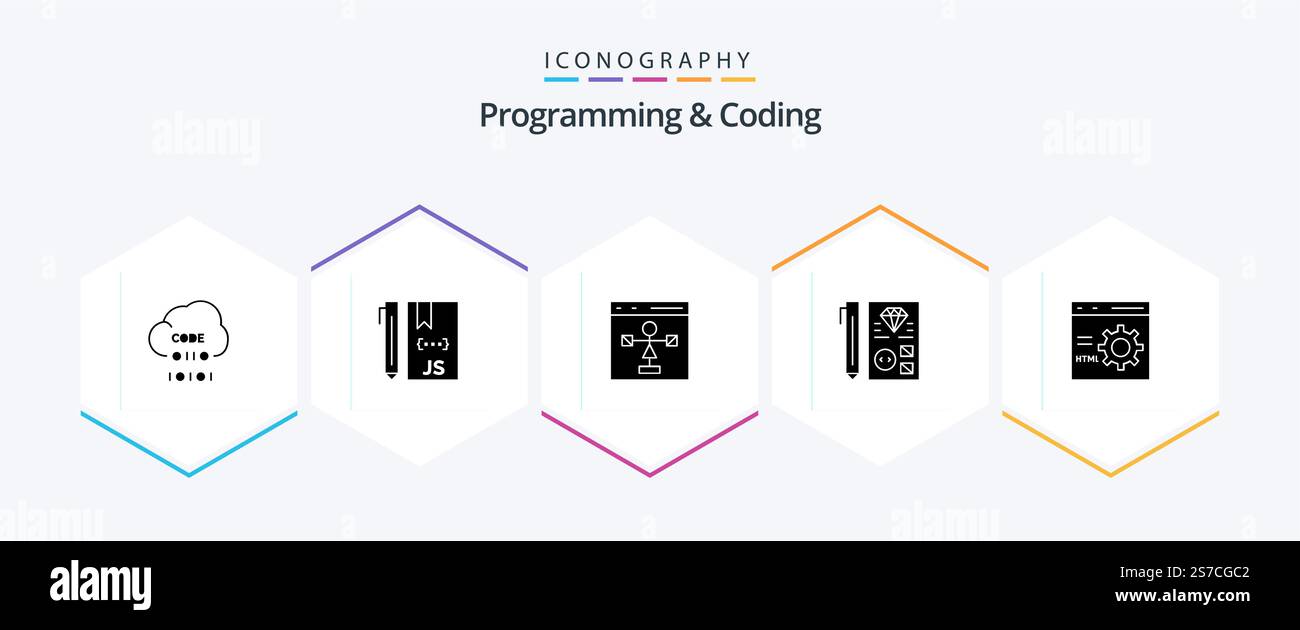 Programming And Coding 25 Glyph Icon Pack Including Develop Browser