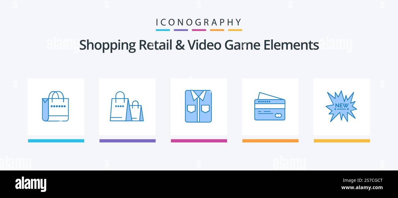 Shoping Retail And Video Game Elements Blue 5 Icon Pack Including . new ...