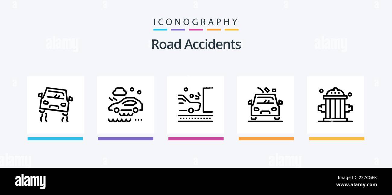 Road Accidents Line 5 Icon Pack Including ad board. falling down ...
