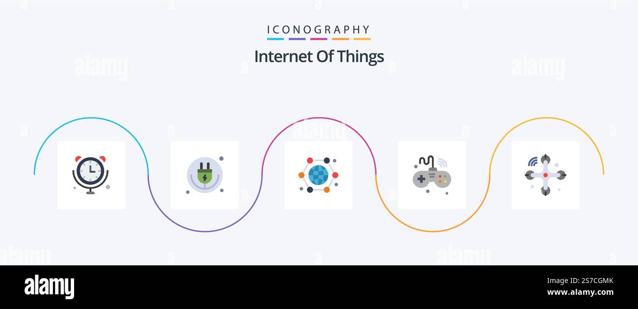 Internet Of Things Flat 5 Icon Pack Including things. internet. wifi ...