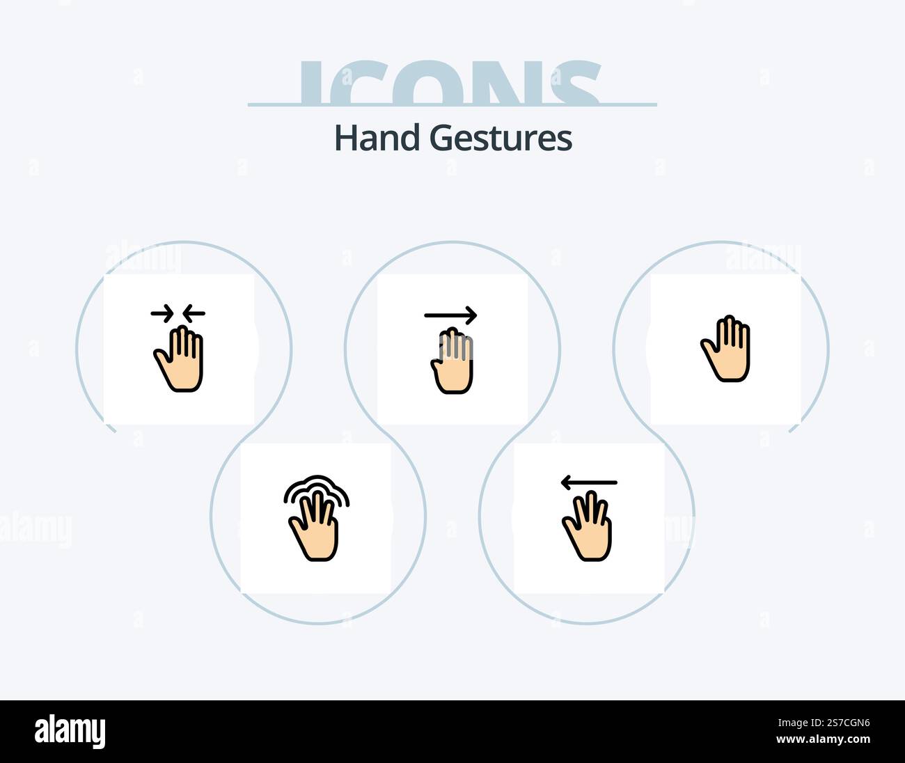 Hand Gestures Line Filled Icon Pack 5 Icon Design. right. up. hand cursor. left Stock Vector ...