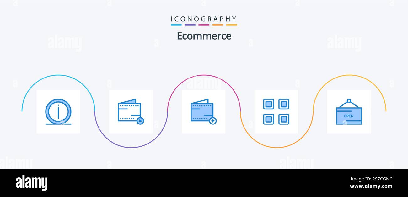 Ecommerce Blue 5 Icon Pack Including view. layout. money. grid. e Stock ...