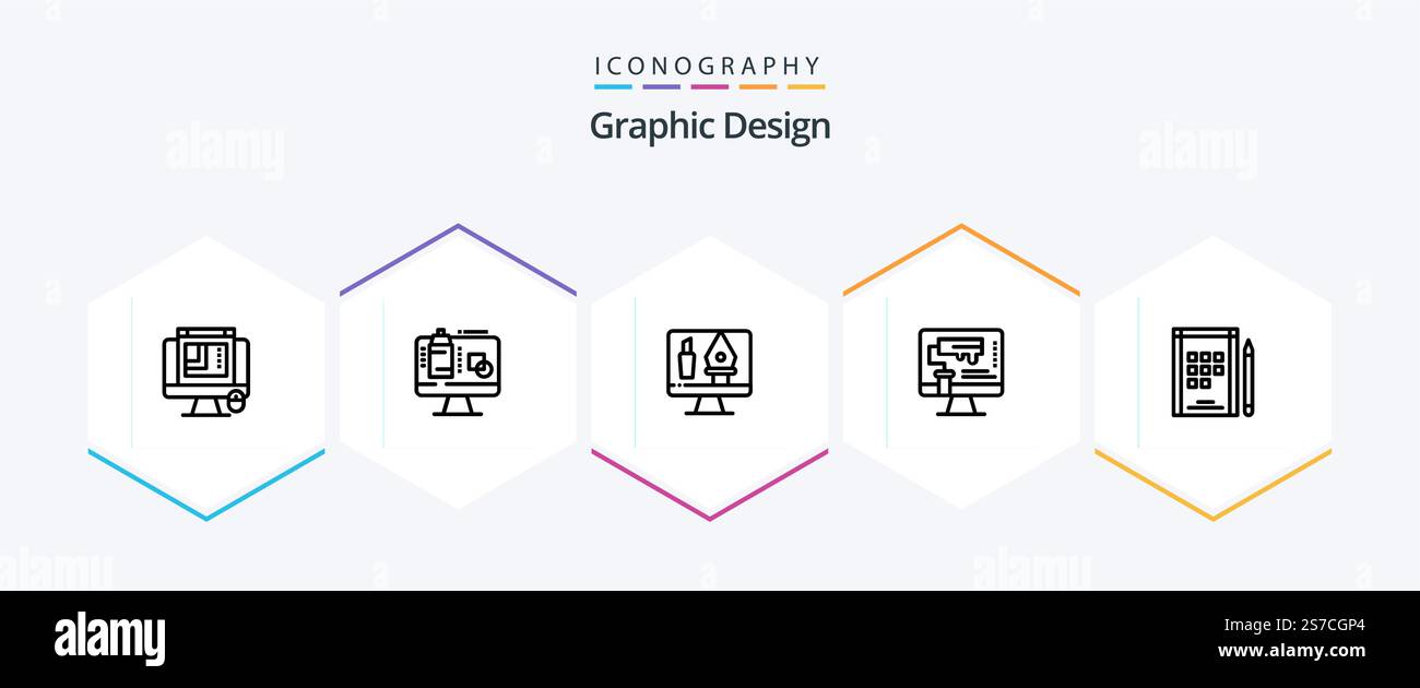 Graphic Design 25 Line icon pack including design . data . computer ...