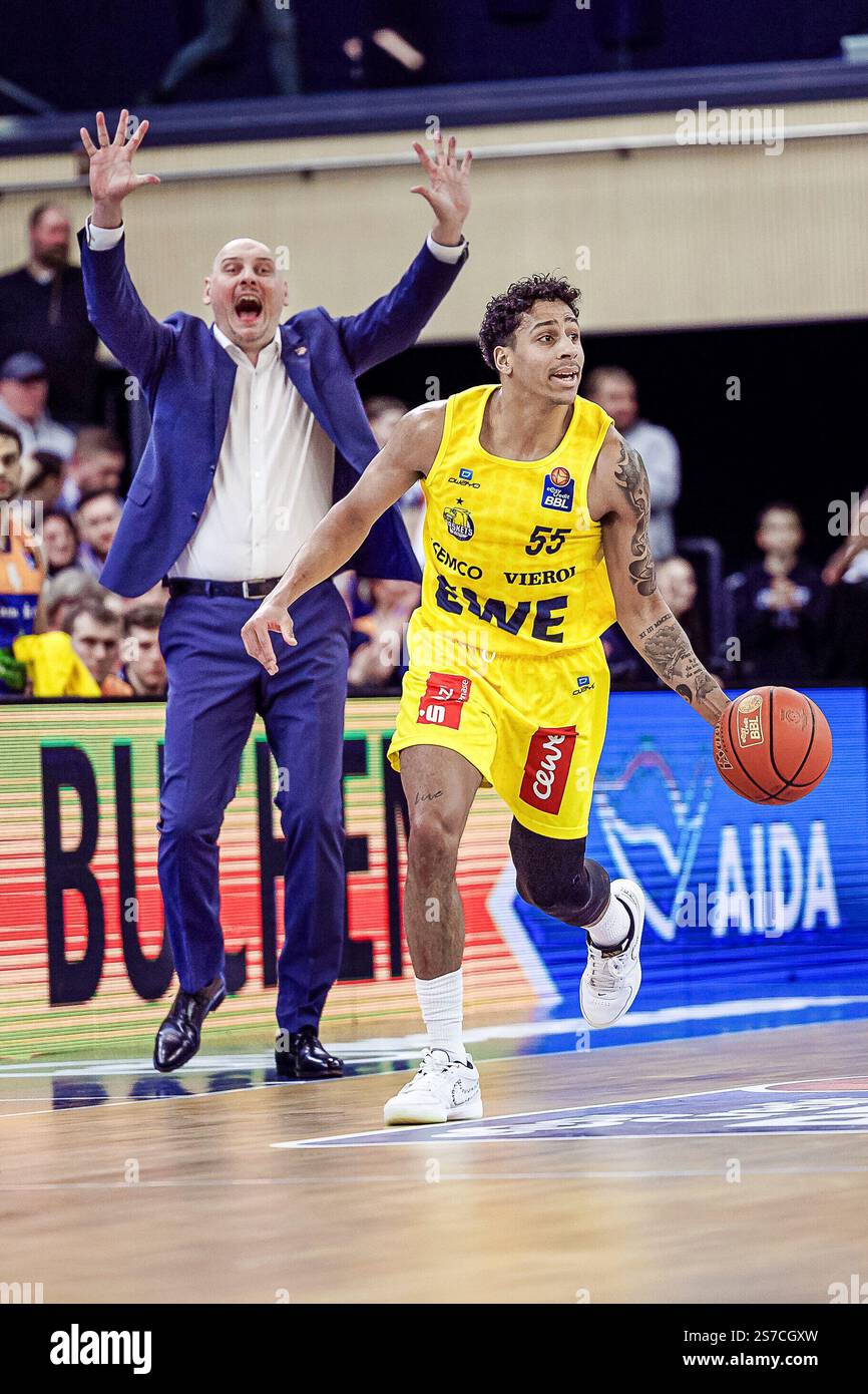 Rostock, Deutschland. 18th Jan, 2025. Eli Brooks Rostock Seawolves vs. EWE Baskets Oldenburg ...