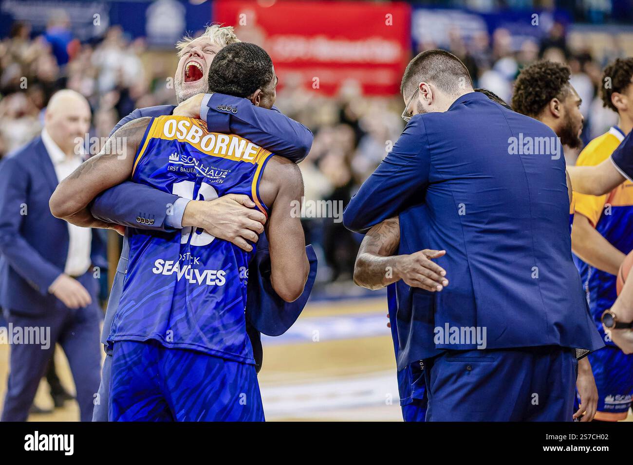 Rostock, Deutschland. 18th Jan, 2025. Seawolves Jubel, Rostock ...