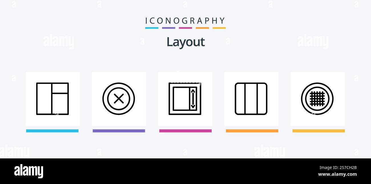 Layout Line 5 Icon Pack Including . streamline. player. line. grid. Creative Icons Design Stock ...