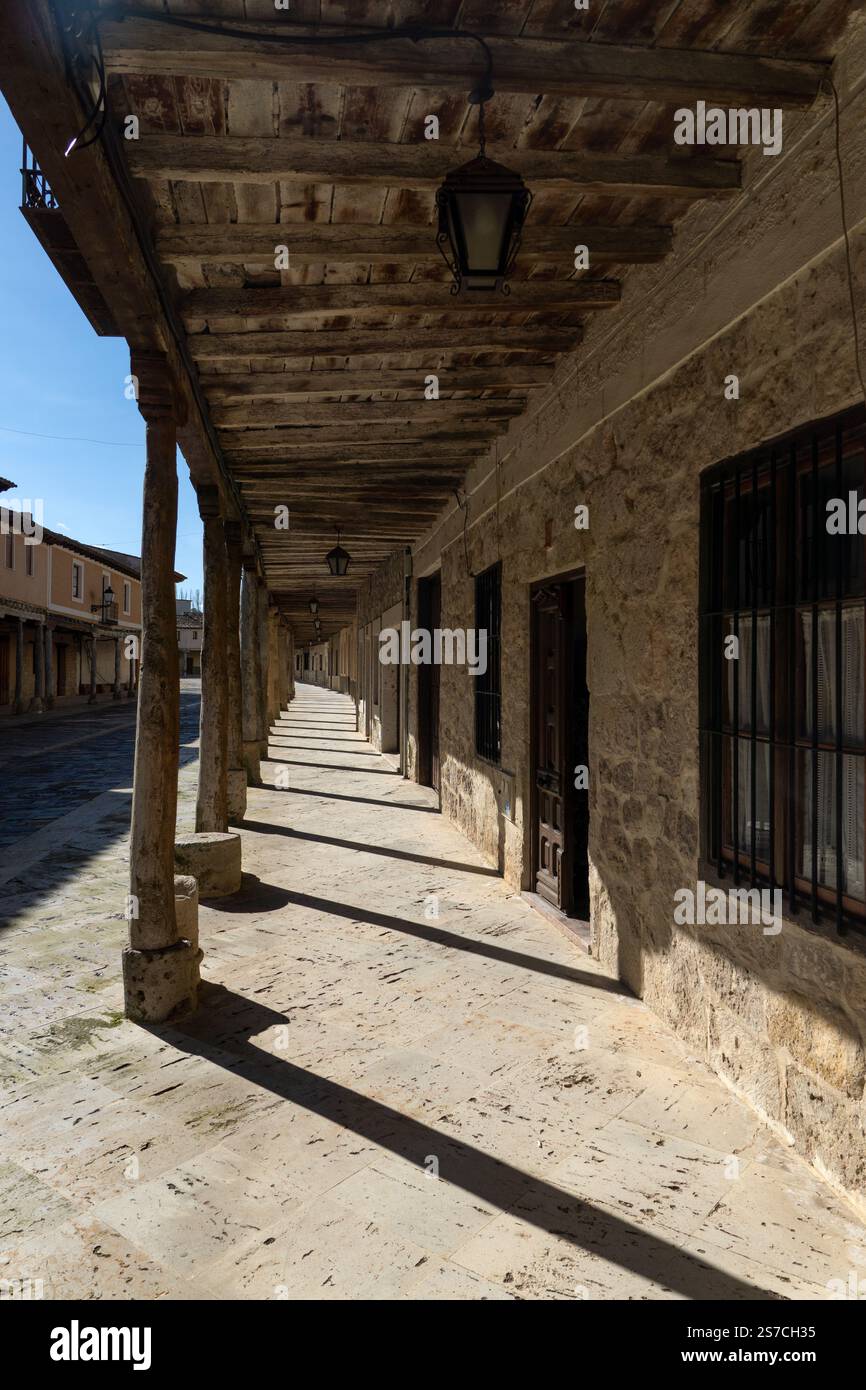 Streets with a traditional Castilian architecture with its houses with ...