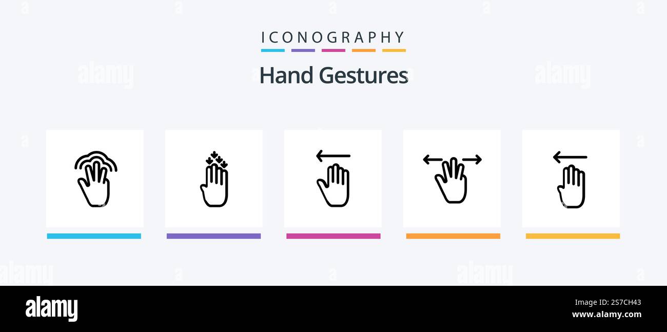Hand Gestures Line 5 Icon Pack Including up. gesture. zoom in. four ...