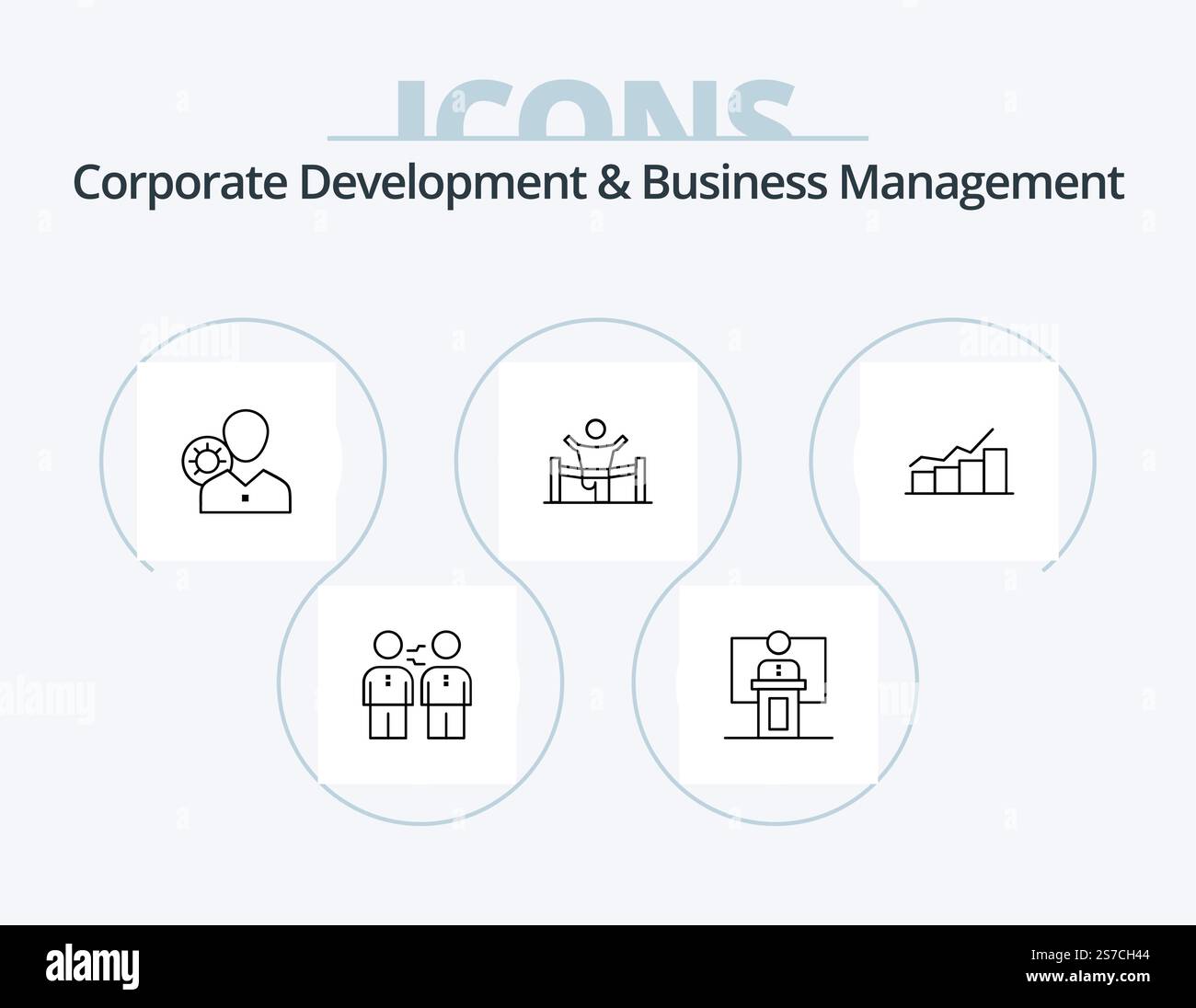 Corporate Development And Business Management Line Icon Pack 5 Icon ...