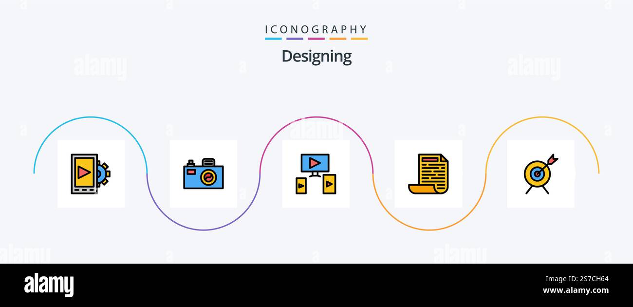 Designing Line Filled Flat 5 Icon Pack Including . design. goal. target ...
