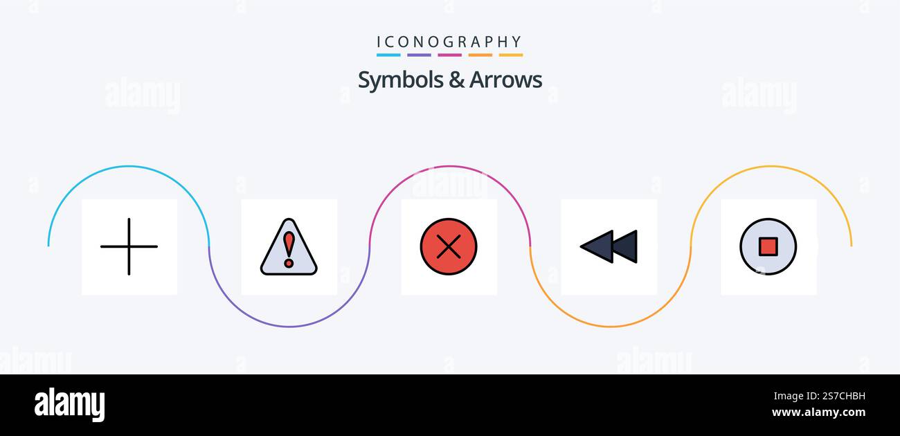 Symbols and Arrows Line Filled Flat 5 Icon Pack Including . hide. stop ...