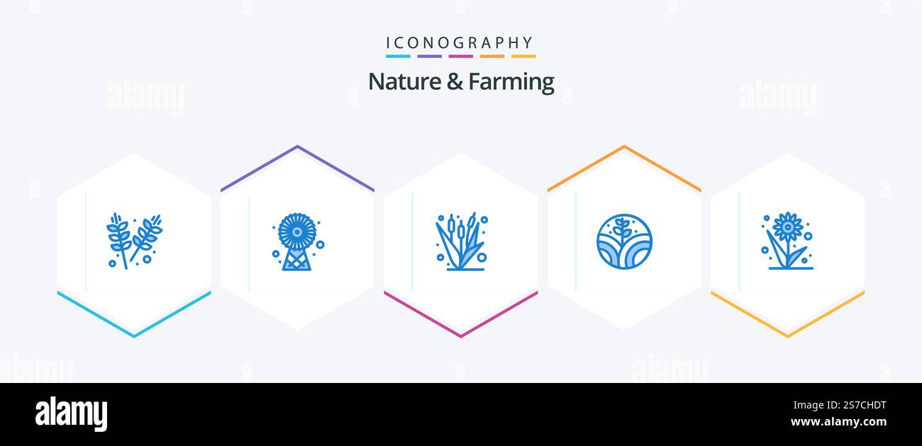 Nature And Farming 25 Blue icon pack including flower. farming. corn ...