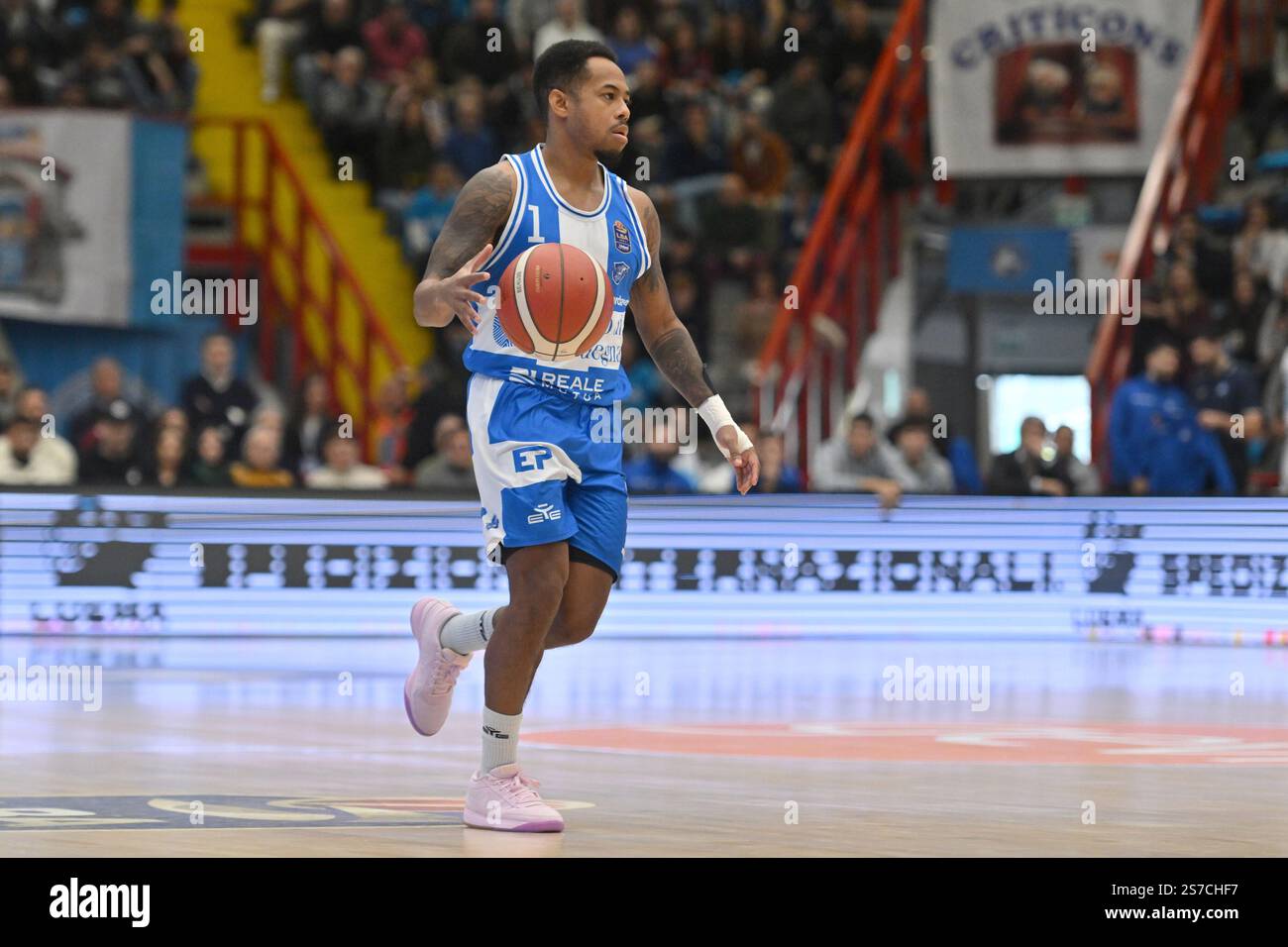 Naples, Italy. 19th Jan, 2025. Justin Bibbins of Banco di Sardegna ...
