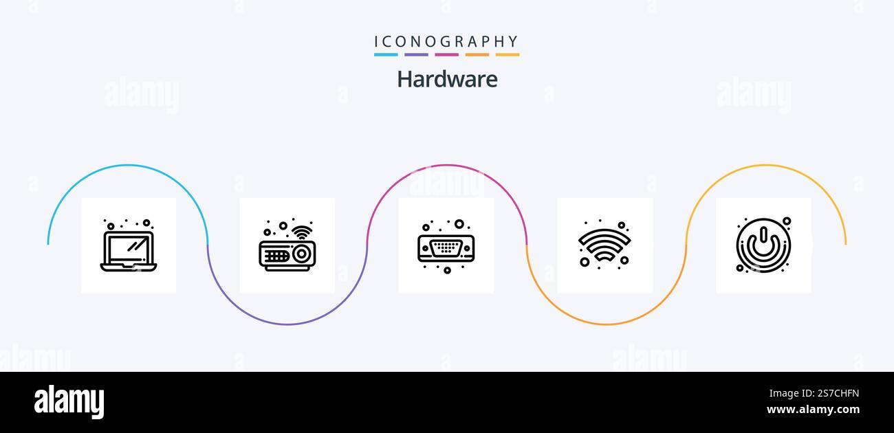 Hardware Line 5 Icon Pack Including switch. power button. port. power ...