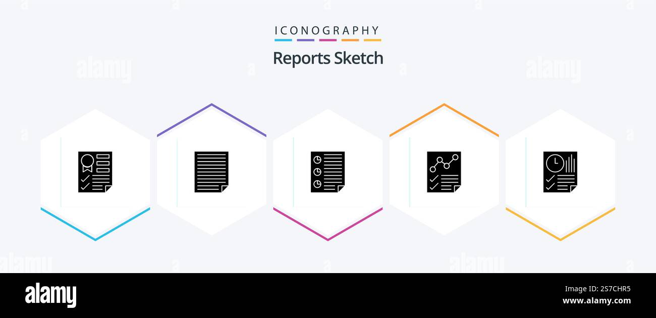 Reports Sketch 25 Glyph icon pack including document. analytics. paper ...