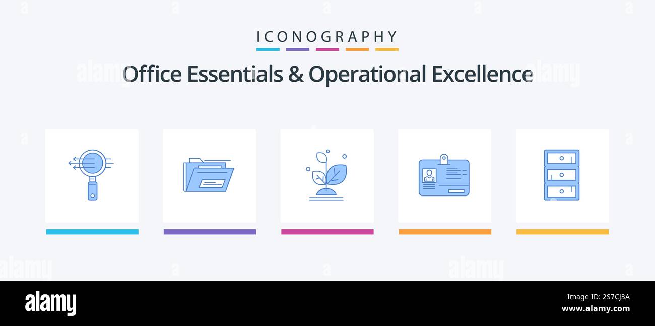 Office Essentials And Operational Exellence Blue 5 Icon Pack Including ...
