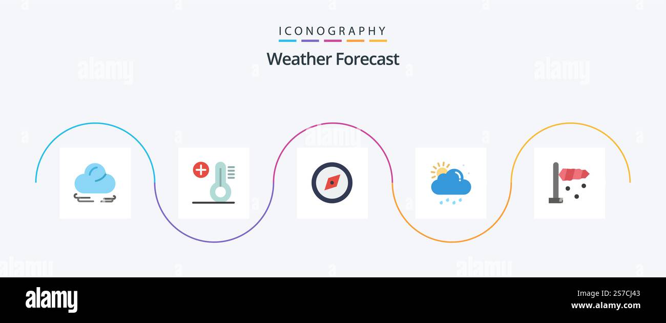 Weather Flat 5 Icon Pack Including . wind. gps. direction. sun Stock ...