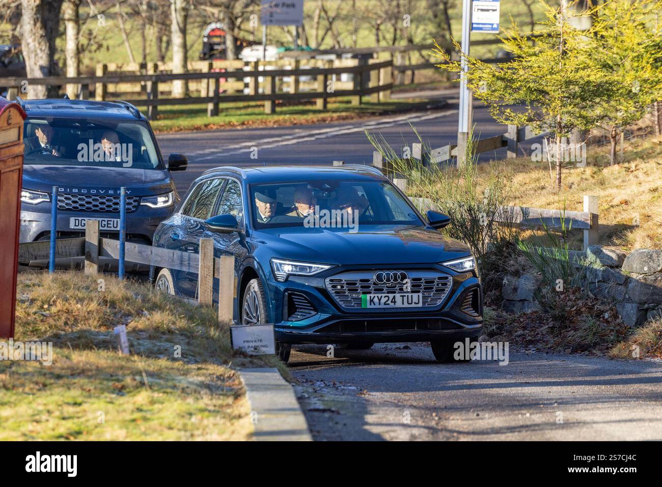 King Charles III and Queen Camilla arrive at Crathie Kirk, near ...