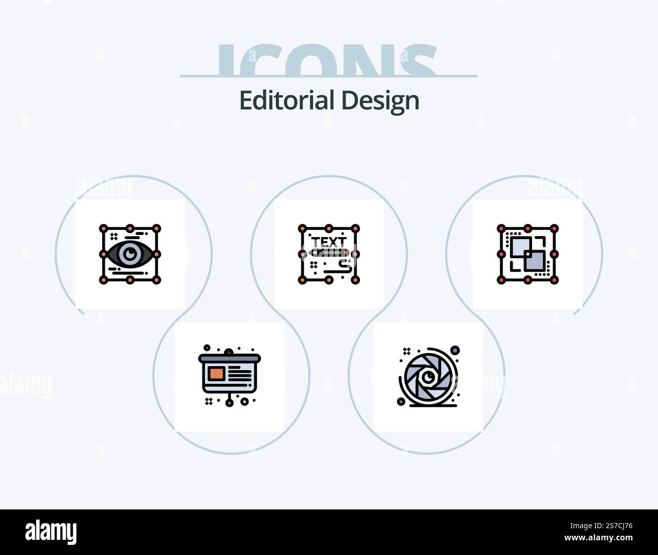 Editorial Design Line Filled Icon Pack 5 Icon Design. layout. designer. checklist. graphic ...