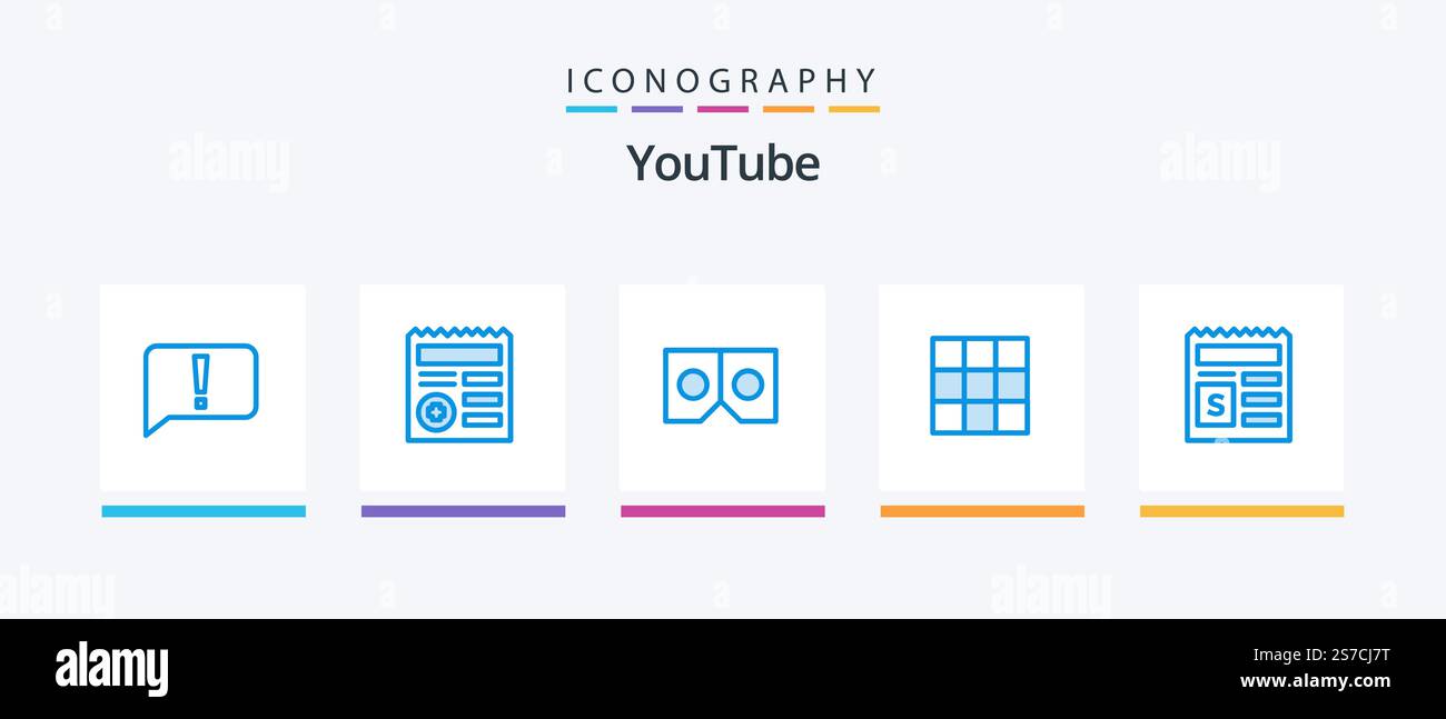 Youtube Blue 5 Icon Pack Including document. basic. 3d. basic. menu ...
