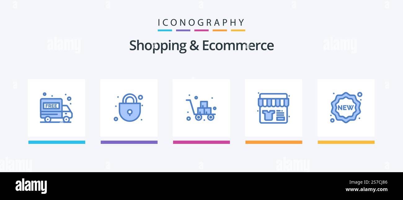 Shopping and Ecommerce Blue 5 Icon Pack Including new. badge. delivery ...