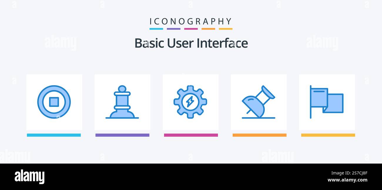 Basic Blue 5 Icon Pack Including . process. flag. Creative Icons Design Stock Vector Image & Art ...