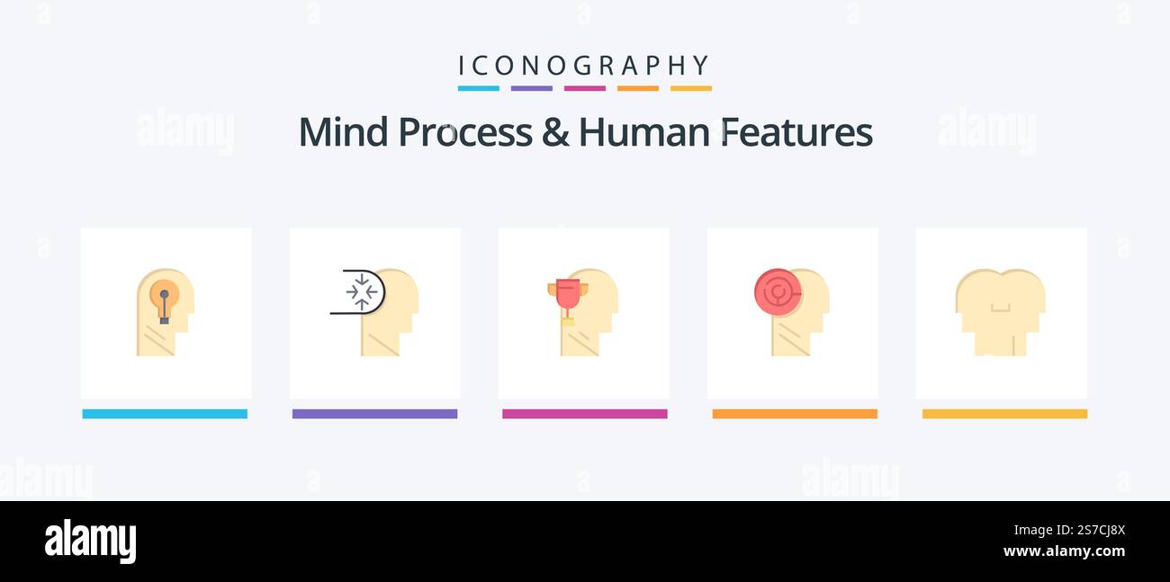 Mind Process And Human Features Flat 5 Icon Pack Including empathy. mind. head. games. head ...