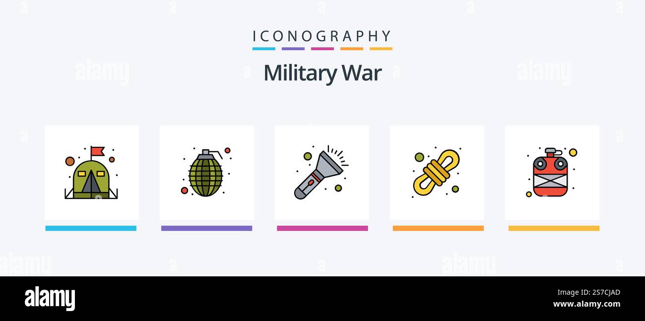 Military War Line Filled 5 Icon Pack Including vessel. military ...