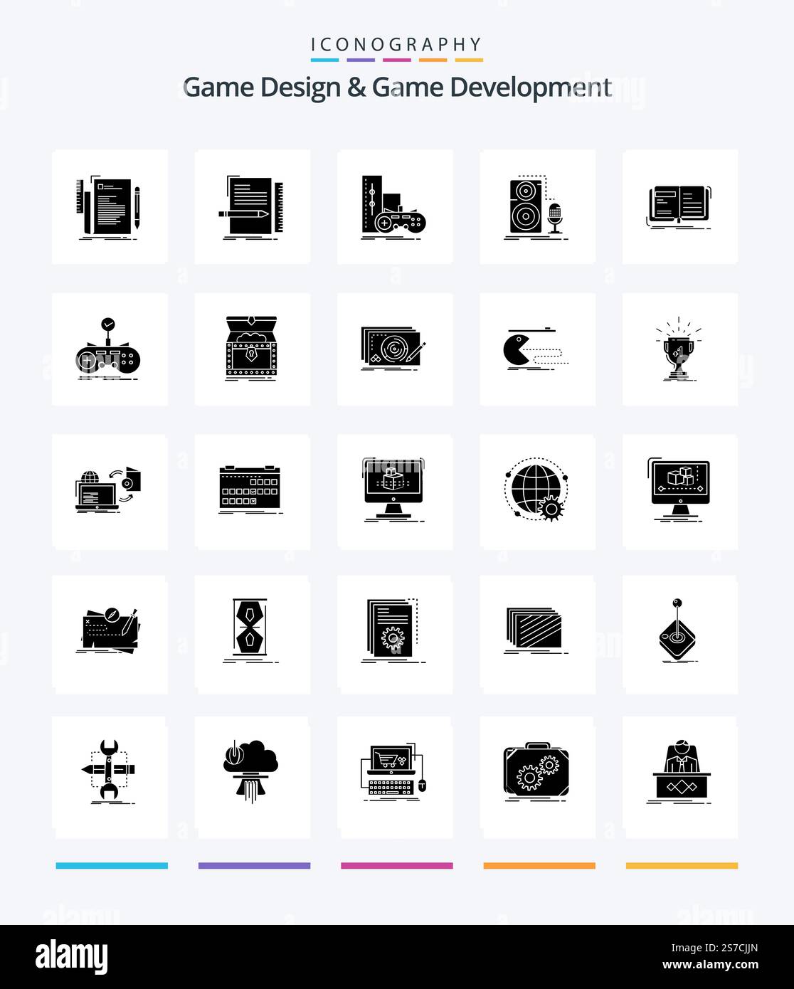 Creative Game Design And Game Development 25 Glyph Solid Black icon ...