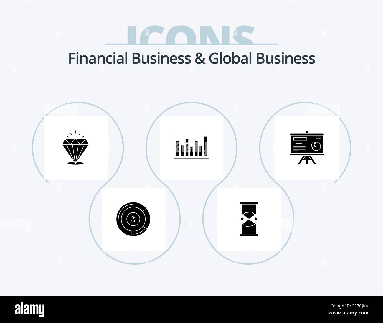Financial Business And Global Business Glyph Icon Pack 5 Icon Design. . up. sand. line. stone ...