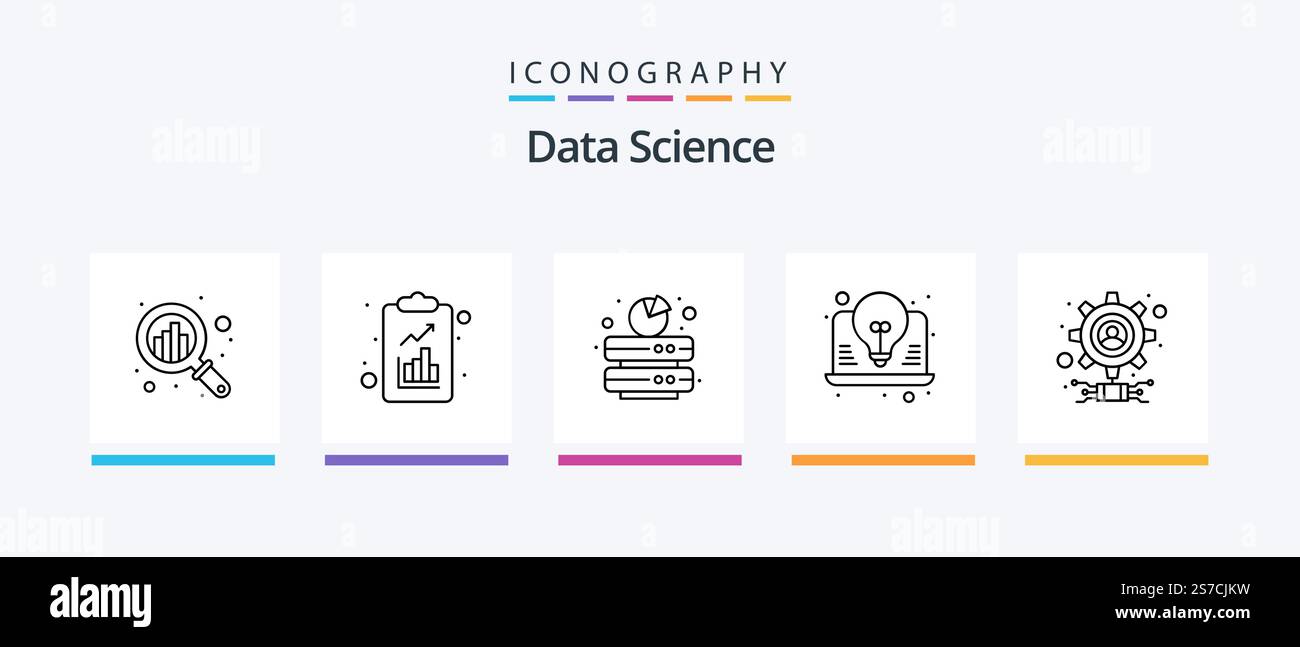 Data Science Line 5 Icon Pack Including strategy. marketing. funnel. analysis. science. Creative ...