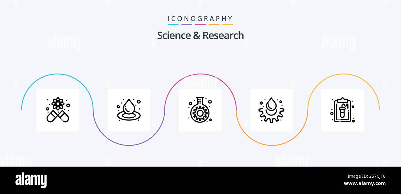 Science Line 5 Icon Pack Including lab. document. gear. clipboard. drop ...
