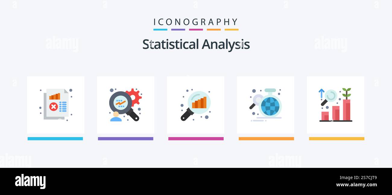 Statistical Analysis Flat 5 Icon Pack Including analysis. statistic ...