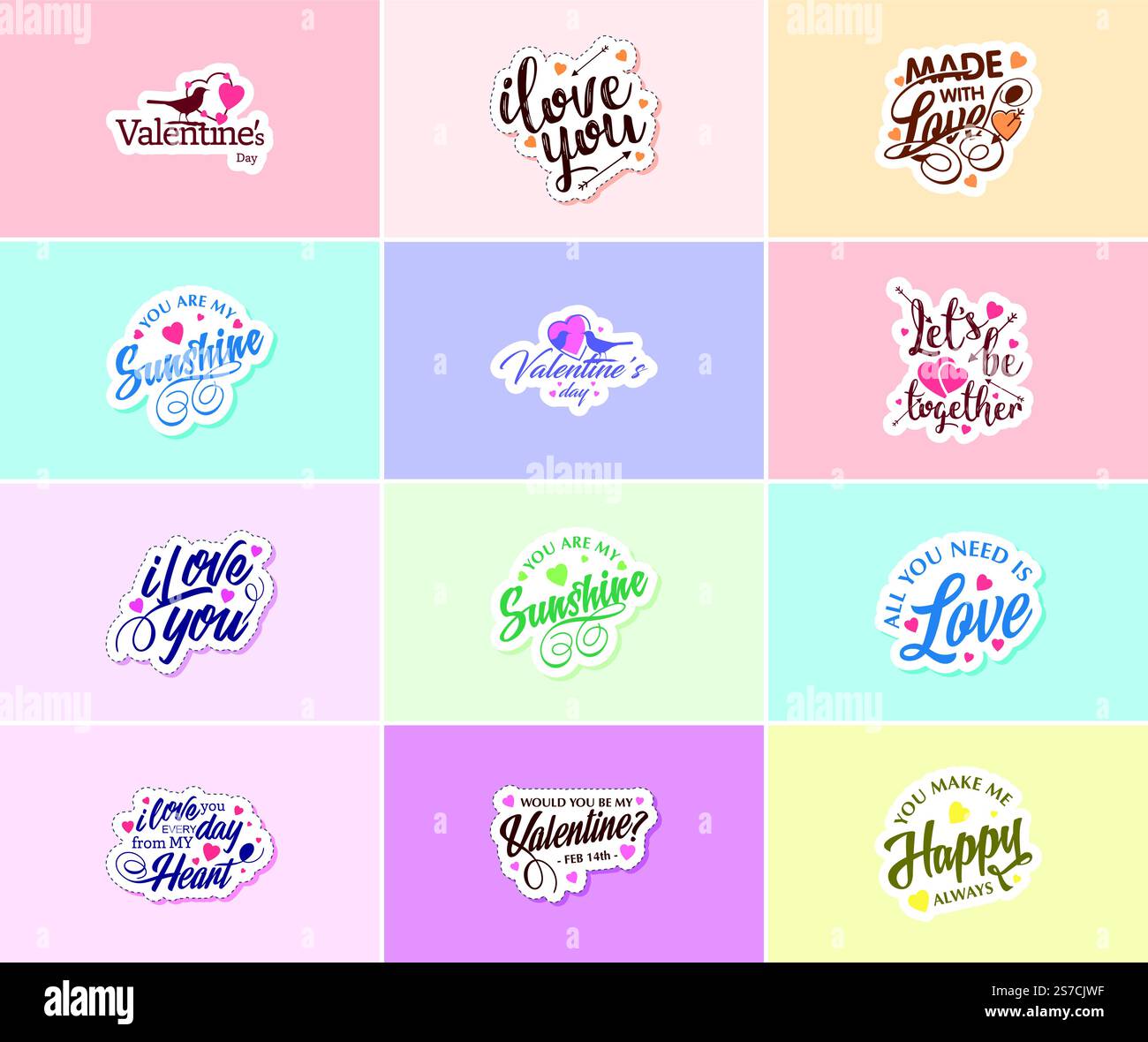 Heartwarming Valentine’s Day Typography and Graphic Design Stickers ...
