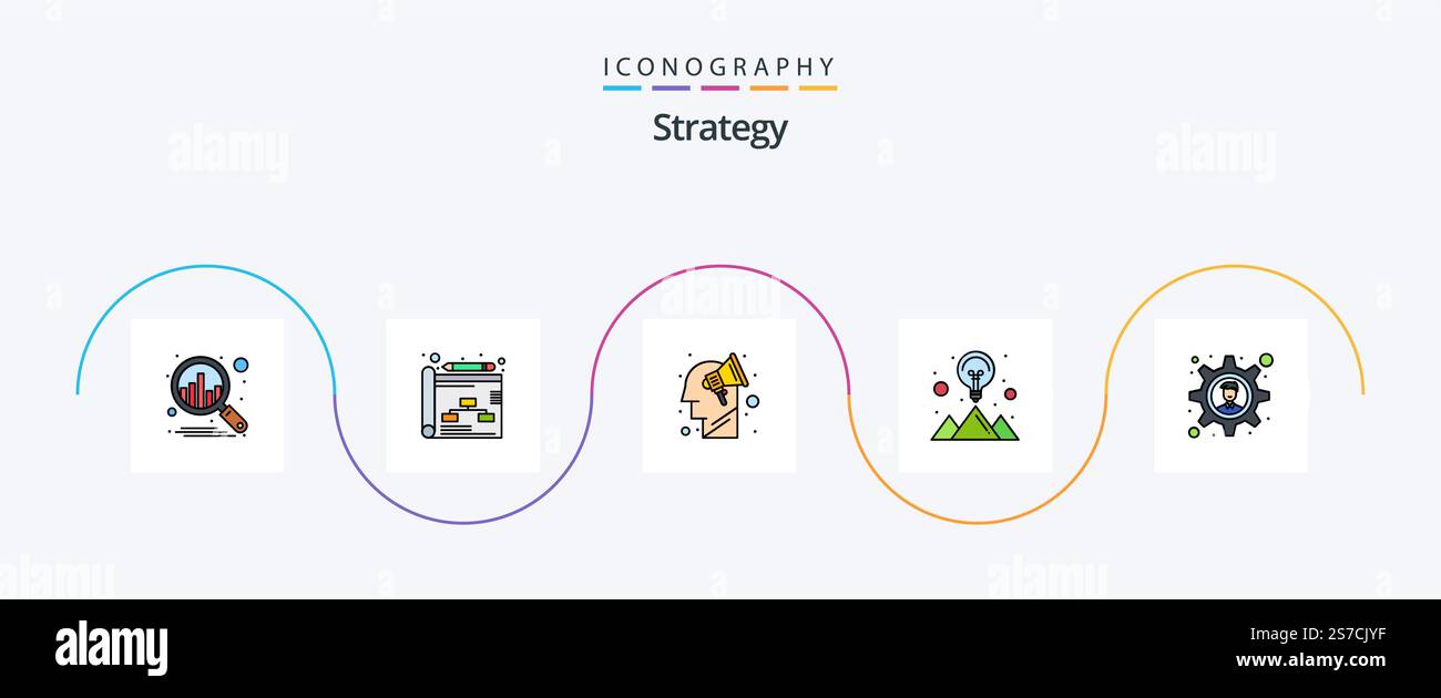 Strategy Line Filled Flat 5 Icon Pack Including business solution ...
