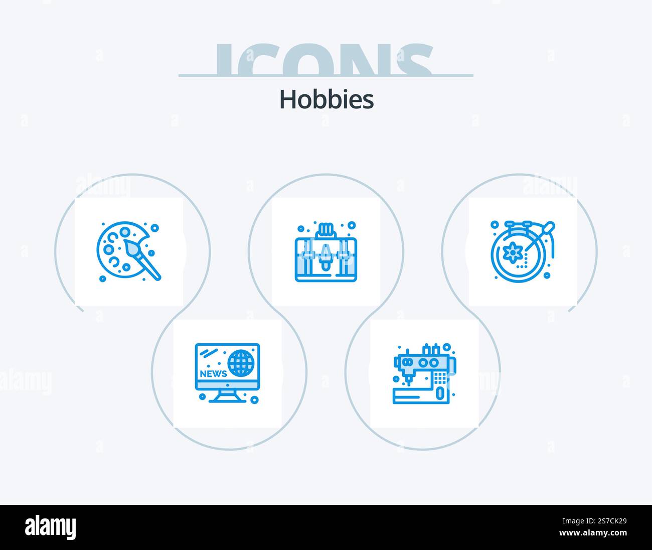 Hobbies Blue Icon Pack 5 Icon Design. art. hobbies. tailoring. bag ...
