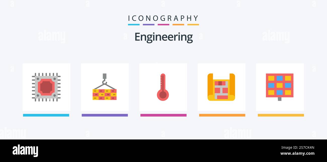 Engineering Flat 5 Icon Pack Including . construction. thermometer. solar. building. Creative ...