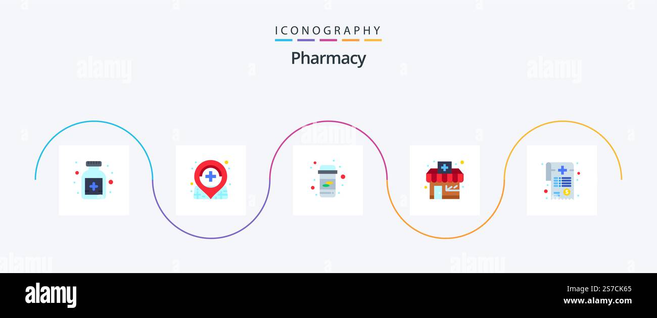 Pharmacy Flat 5 Icon Pack Including paperwork. medical. medicine. bill ...