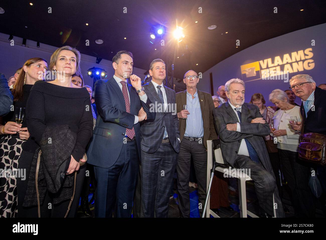 Vlaams Belang's Barbara Pas (L) , Vlaams Belang chairman Tom Van ...