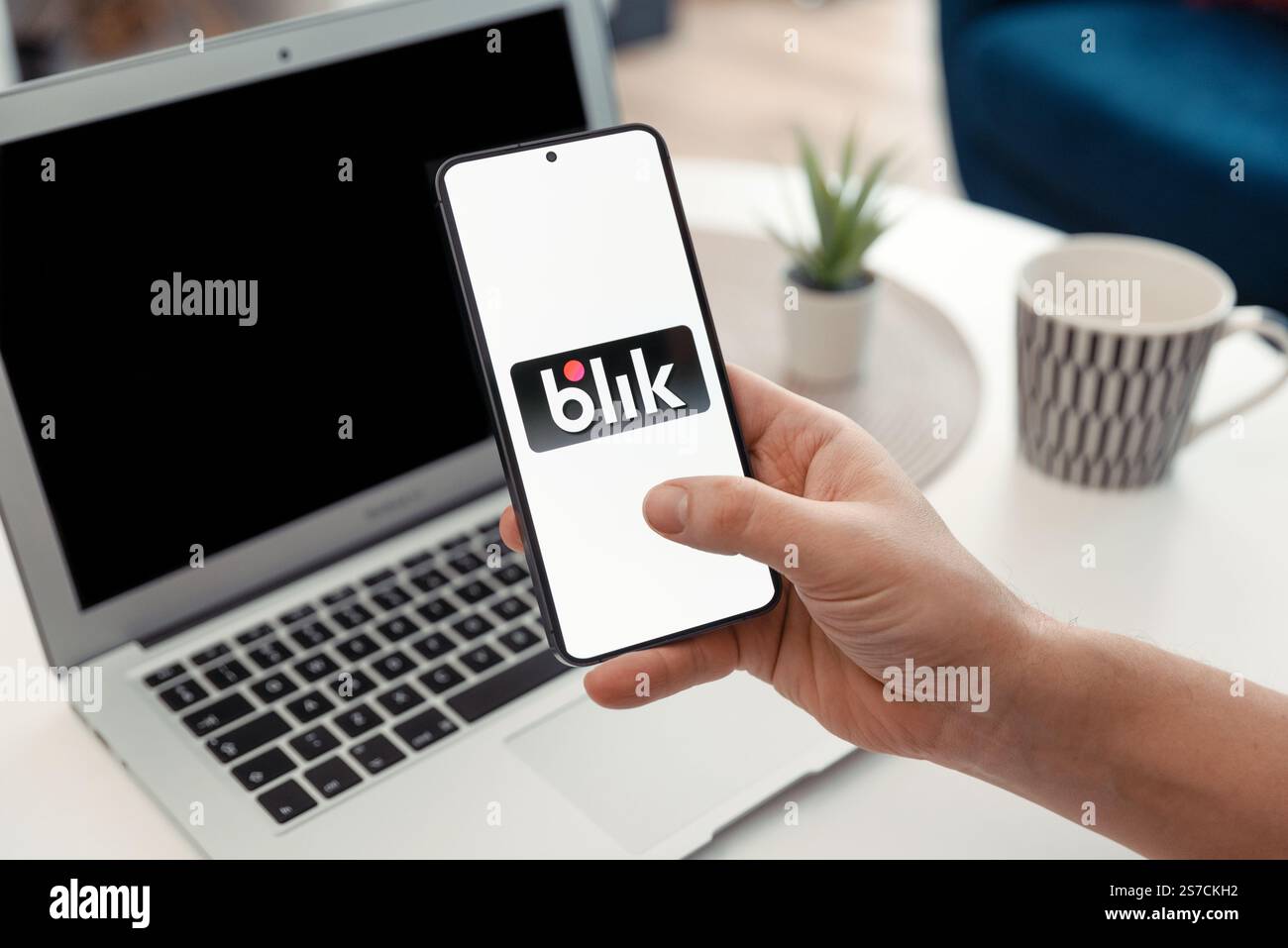 Wroclaw, Poland - JAN 17, 2025: Blik logo on smartphone. Blik is most ...