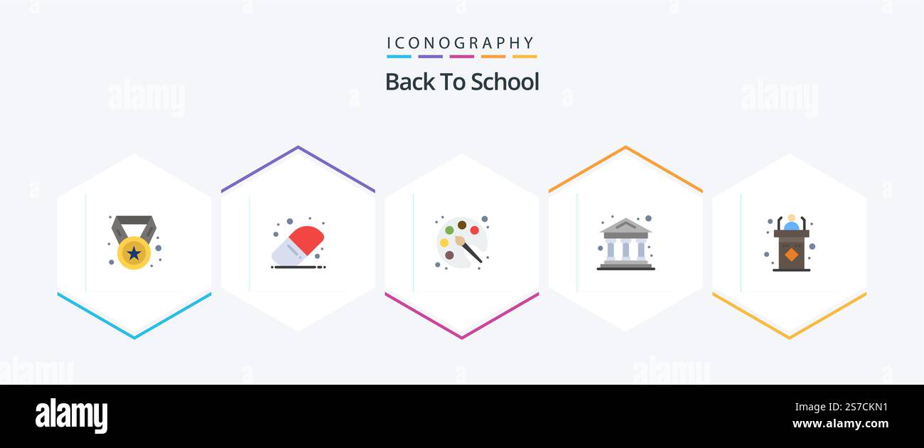 Back To School 25 Flat icon pack including seminar. dais. color ...