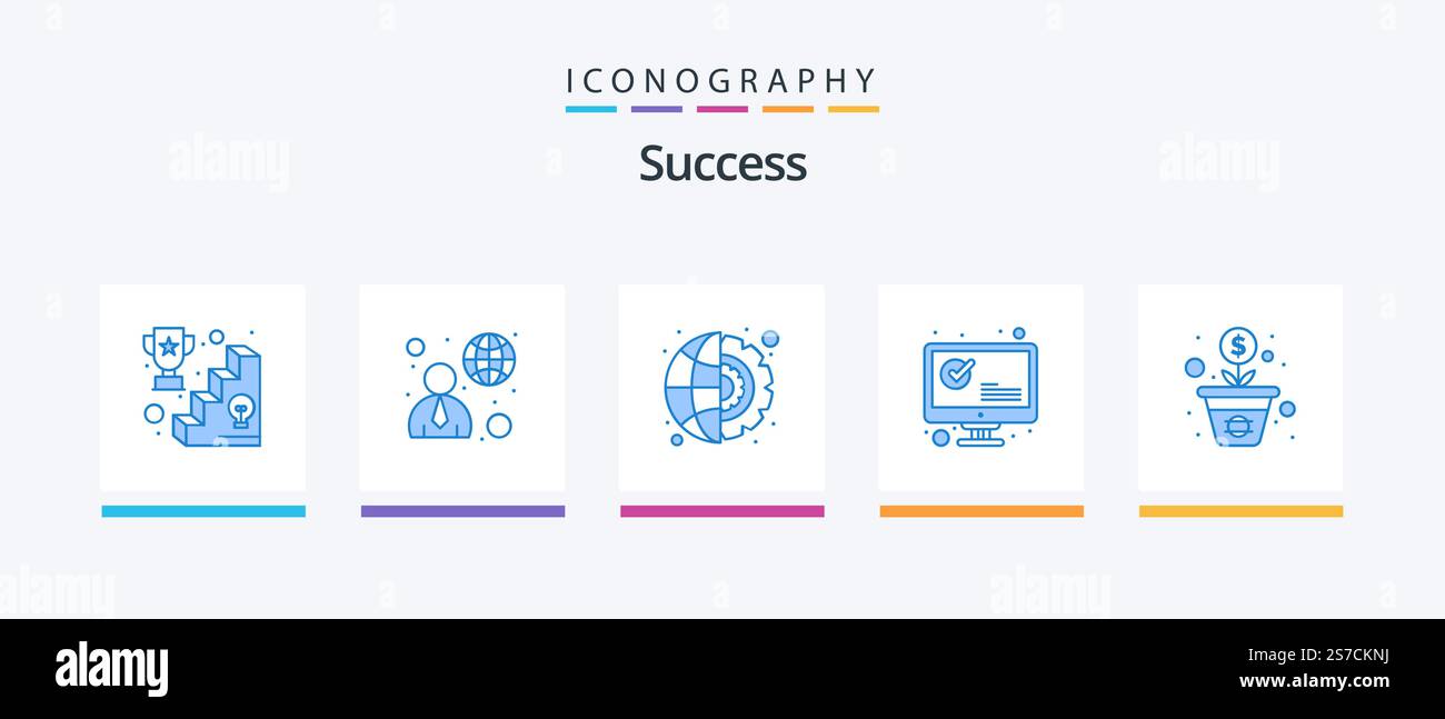 Sucess Blue 5 Icon Pack Including success. monitor. user. marked ...