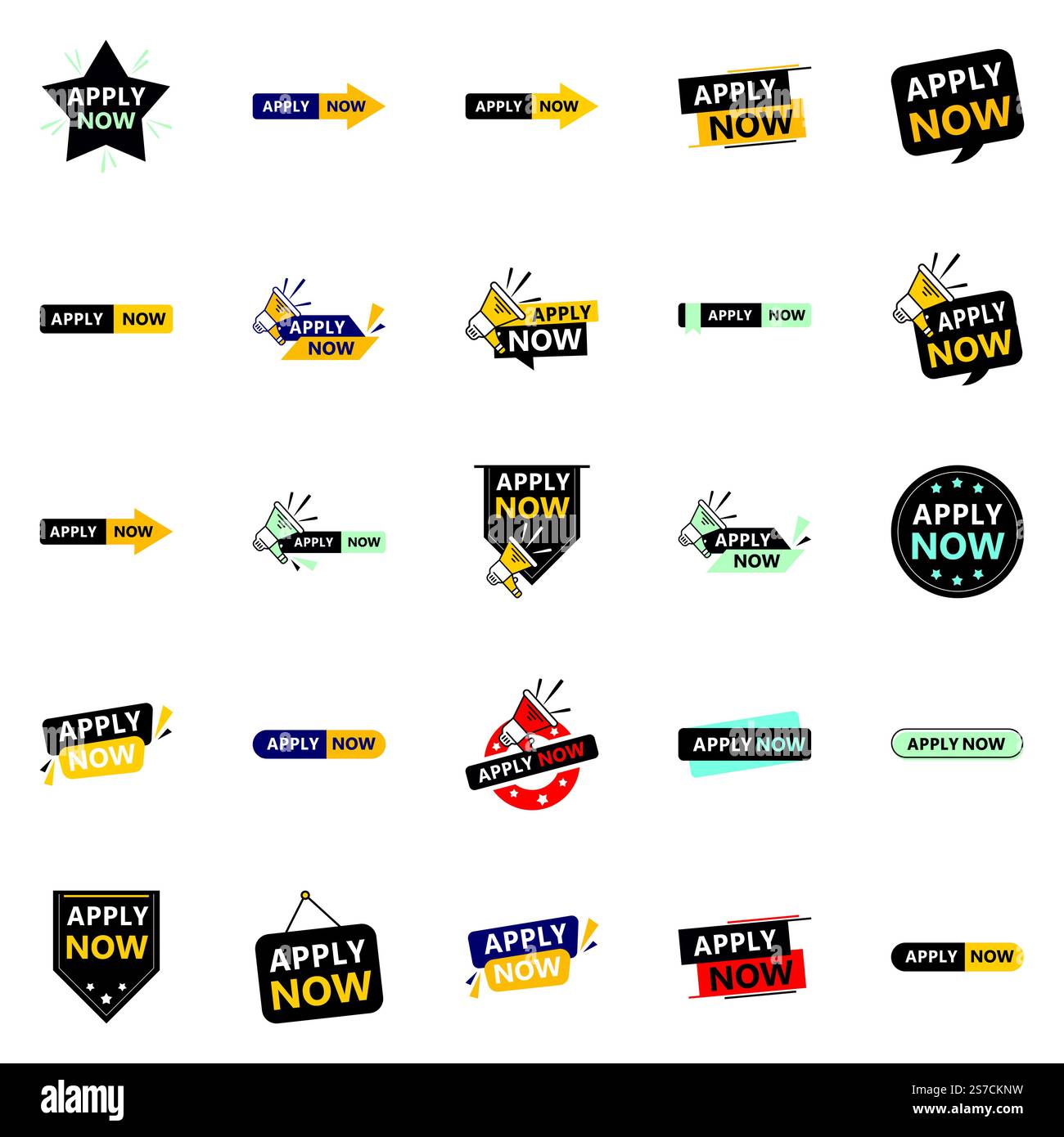 Make a Statement with Our Pack of 25 Apply Now Banners Stock Vector ...