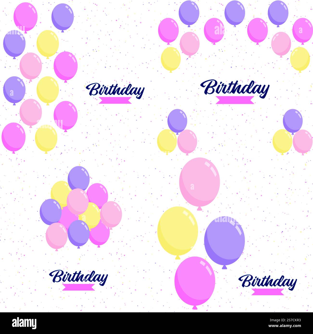 Happy Birthday design with a pastel color scheme and a hand-drawn cake ...