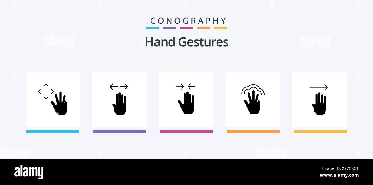 Hand Gestures Glyph 5 Icon Pack Including interface. gestures. right ...
