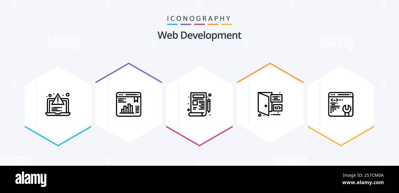 Web Development 25 Line icon pack including web page. page. blueprint. development. browser ...